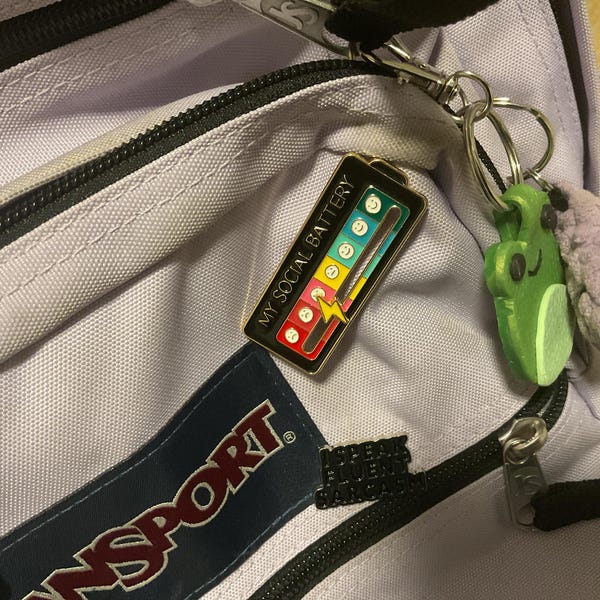 My Social Battery Sliding Pin- Pink - Etsy