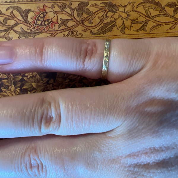 14 Karat, Solid Gold, Hand Engraved, Stackable Ring, Yellow Gold ...