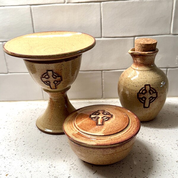 The Grace of the Lord, Stoneware Pottery Communion Set - Etsy