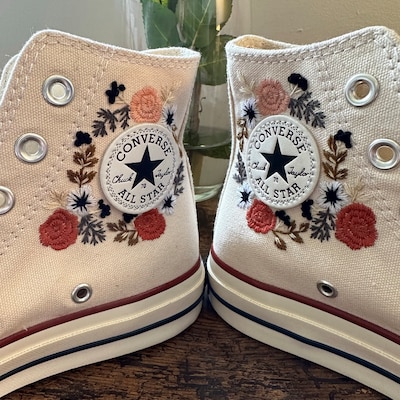 Embroidered Converse/converse Hi Tops /custom Embroidered - Etsy