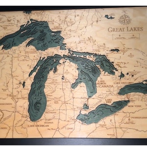 Seneca Lake Wood Carved Topographic Depth Chart / Map - Etsy