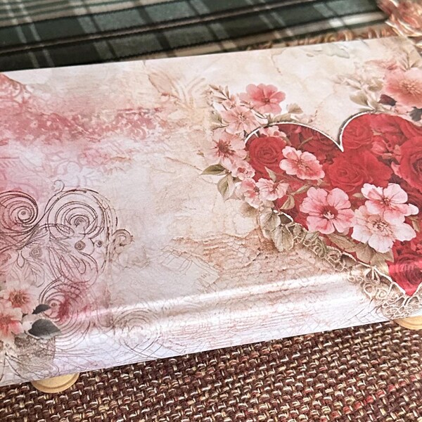 Valentine Riser, Hand Designed Book Riser, Roses and Heart, Shabby Chic ...