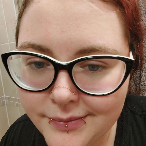 14k Rose Gold Nose Chain, Nose Chain, Nostril Chain, Nasalang, Piercing ...