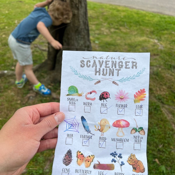 Printable Camping Scavenger Hunt for Kids Watercolor Full Color for ...