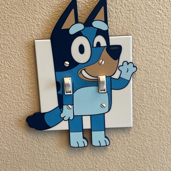Blue Dog Cartoon Double Toggle Light Switch Cover- Plate Fun Custom ...