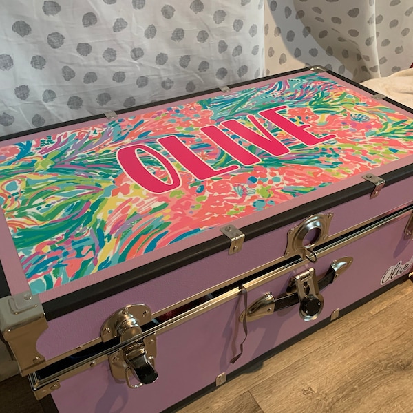 Custom Camp Trunk. Summer Camp Gear. Footlocker. Camp Monogram Decal ...