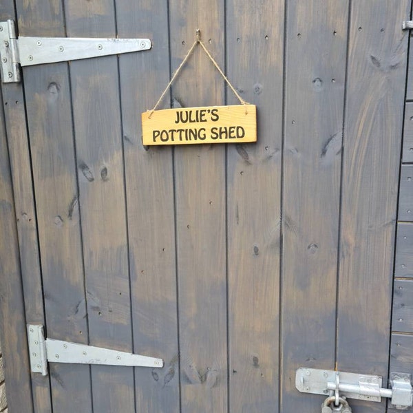 Garden Potting Shed Bench Plaque Personalised Your Name Wood Sign ...