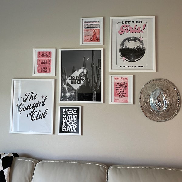 Coastal Cowgirl Western Art Funky Gallery Wall Art Set of 9, Trendy ...