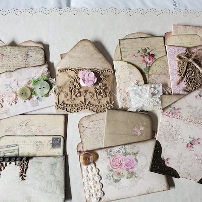 Junk Journal, Shabby, Pink, Mini, Envelopes, Letters, Embellishments ...