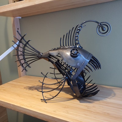 Art Metal Sculpture Angler Fish. Steampunk Predatory Fish - Etsy UK