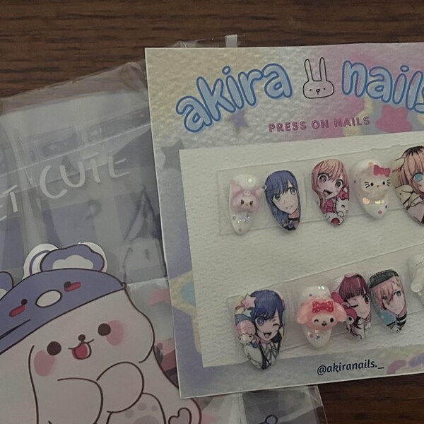 Mitsuri Nails | Kimetsu No Yaiba Nails | Press on Nails | Demon Slayer ...