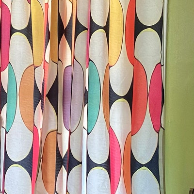 Retro 70s Curtains, Mcm Curtain Panels, Modern Art Deco Style Curtain ...