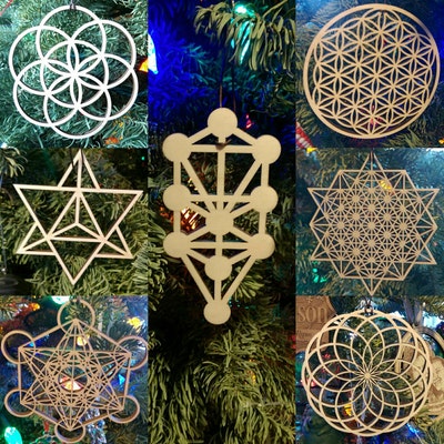 Sacred Geometry Holiday Ornaments Set of Seven Laser Cut - Etsy