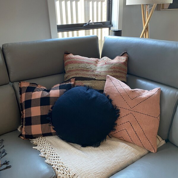 Hand Loom Woven Cotton & Wool Chunky Loops Textured Cushion Cover 20x20 ...