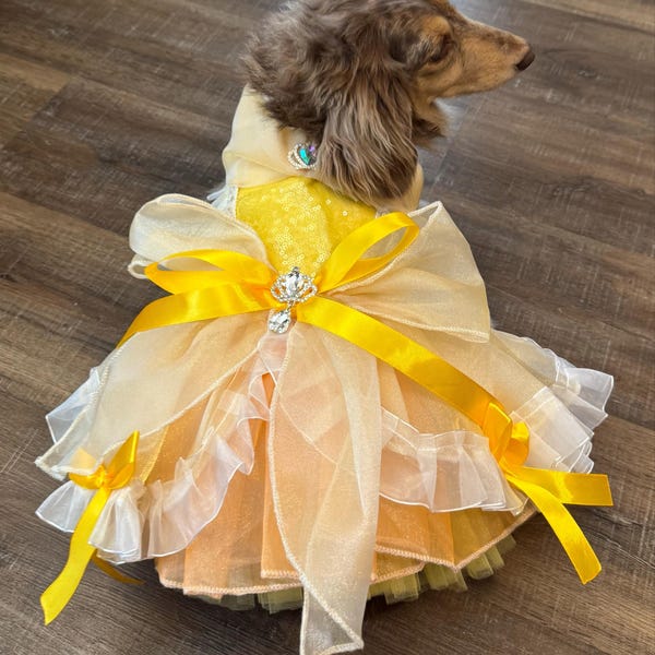 Customizable Dog Wedding Dress, Blue Floral Tulle Dress for Large Dogs ...