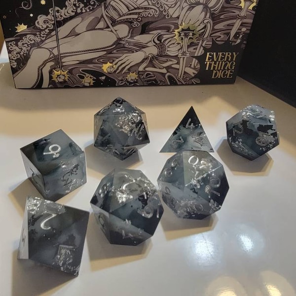 Gravensworn - Smoke Dice, Handmade Resin Sharp Edge Dice Set for Dnd, D ...