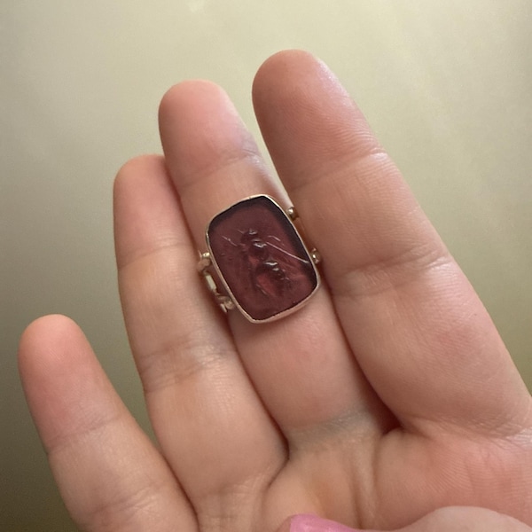 Handmade Enamel Bee Ring: 925 Silver, 24k Gold Vermeil, Roman Intaglio ...