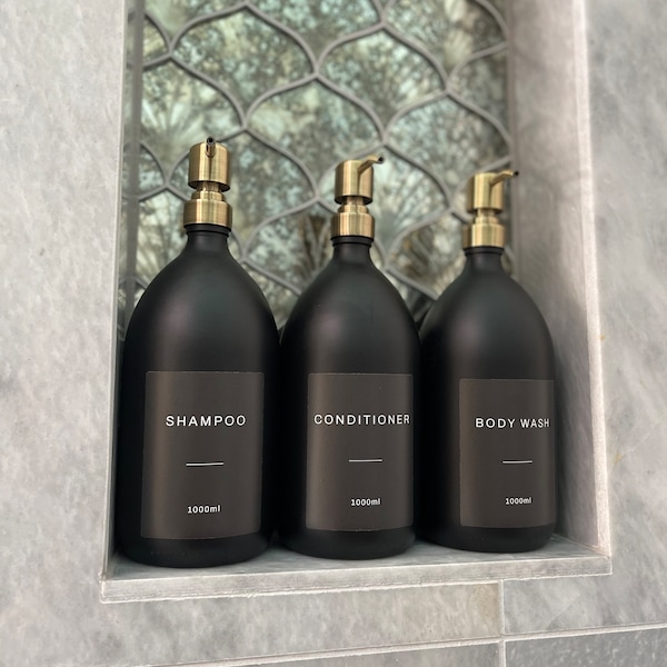 Matte Black Glass Bottle - Refillable Coloured Soap Dispenser With ...