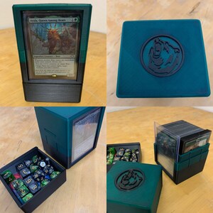 MTG Commander Sized Deck Box W Toploader Slot and Dice Compartment Tray ...