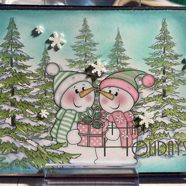Digi Stamp 'snow Friends' Snowmen Couple.makes Cute Christmas Cards ...