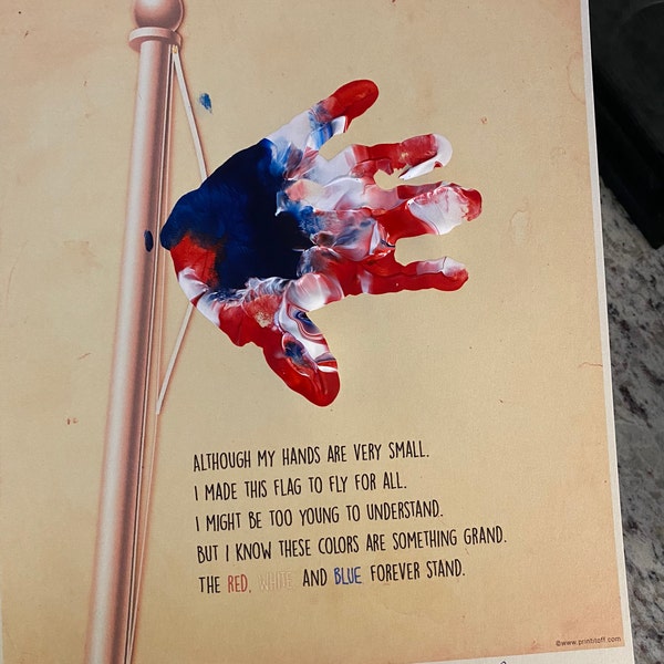 Flag Poem Handprint Art / 4th of July Independence Day / USA America ...