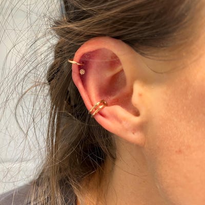 ASTM F136 Titanium Marquise Twist Conch Clicker Hoop, 10mm, 12mm Gold ...