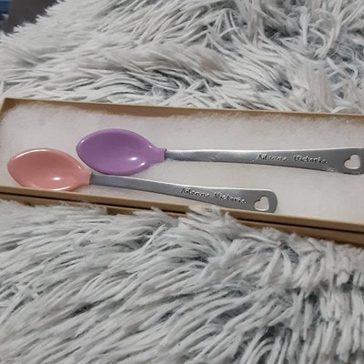 Personalized Baby Spoons, Set of 2 Custom Baby Girl Spoons, Engraved ...