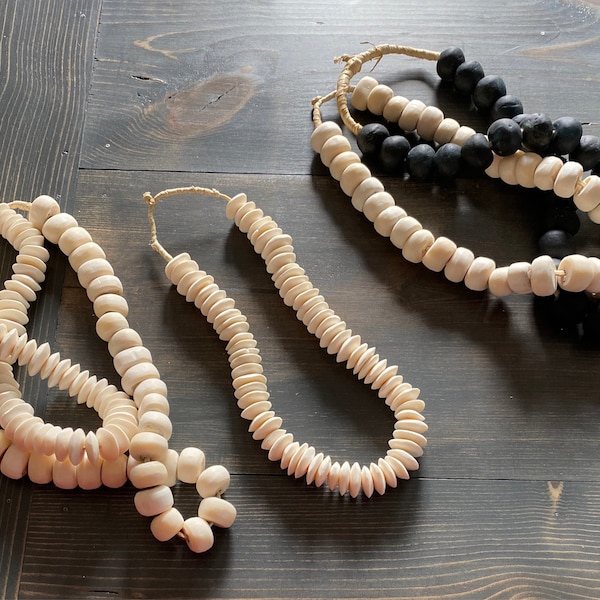 70 White Bone Beads: Handmade Bone Beads Kenya Bone Beads Saucer Shaped ...