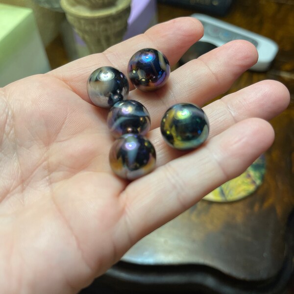 16mm Milky Way Players Pk of 5 Iridescent Metallic Glass Mega Marbles ...