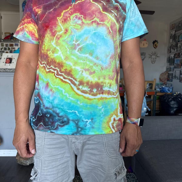Cosmic Roll Ice Dye T-shirt, 100% Cotton, Hand Dyed Tie Dye, Unisex ...