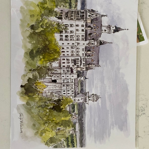 Garden Bridge Painting, Watercolor Painting Original, Nature Green Art ...