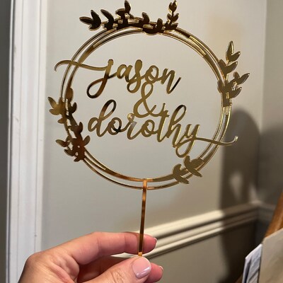 Gold Cake Topper With Names, Personalized Cake Topper, Custom Names ...