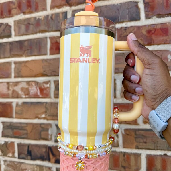 Loveshack Ribbon Rosa Stanley Straw Bow - Pink and Gold - Etsy