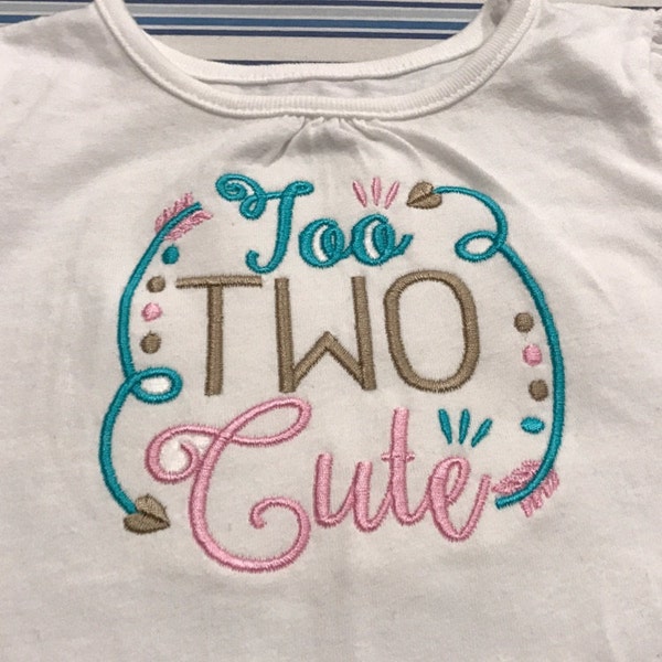 Too Two Cute Second Digital Machine Embroidery Design 4 Sizes, 2nd ...