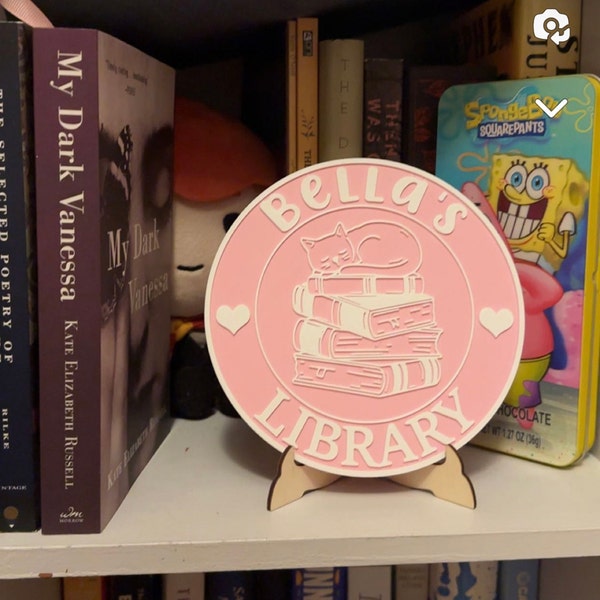 Personalized Library Sign, Color 3D Printed Book Nook Decor, Book Lover ...