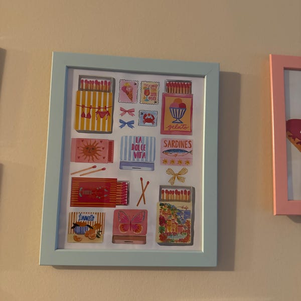 Coastal Hand Painted Matchbox Pastel Print Vintage Matchbox Print Retro ...