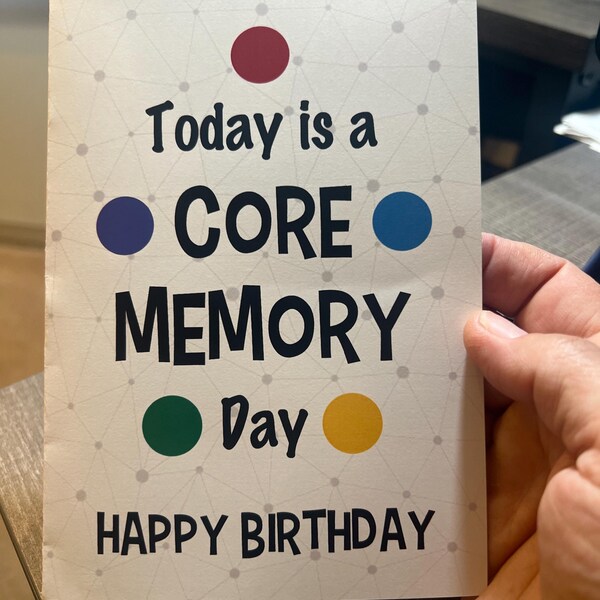 Inside Out Birthday Card, Core Memory Day Card, Today is a Core Memory ...