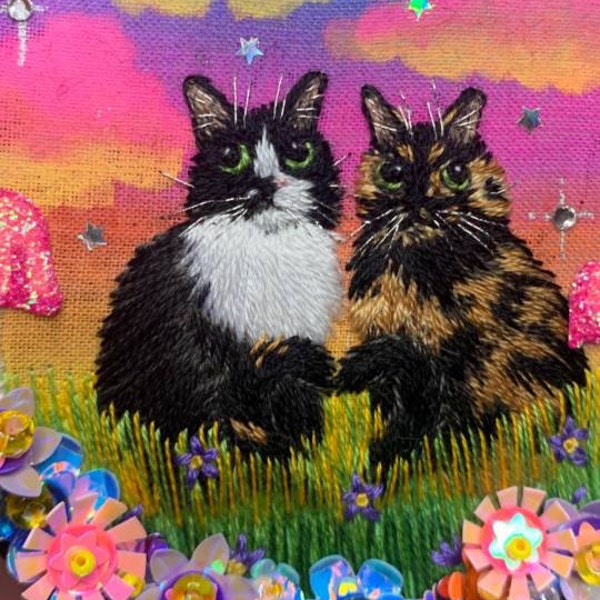 Custom 3" DOUBLE Cat Portrait - Etsy