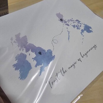 Personalised Framed Map Print, Four Map Locations, Met Engaged Married ...