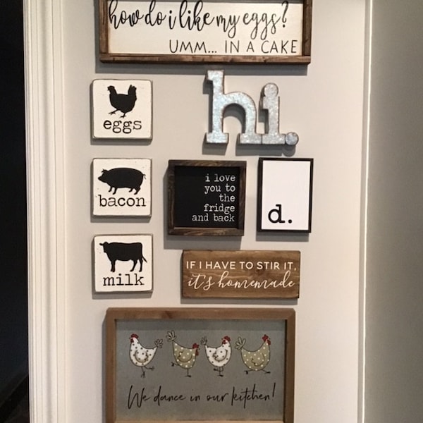 Farmhouse Kitchen Signs: Cow, Chicken, Pig - Rustic Country Decor - Etsy