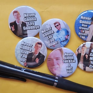 Set of 6 Rick Roll Meme Buttons 1.25 Inch / 32mm - Etsy