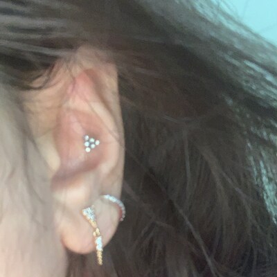 Triangle Conch Earring Tiny Geometric Cartilage Labret Triple Helix ...