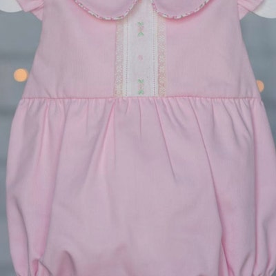 Pale Pink Imperial Batiste Diaper Shirt With Embroidered Rose Buds on ...