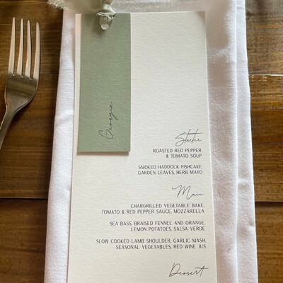 Personalised Wedding Menus With Guest Name Tag Wedding Place - Etsy