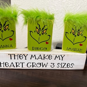 Personalized Wood Decoration - Custom Wooden Grinch Blocks - Christmas ...