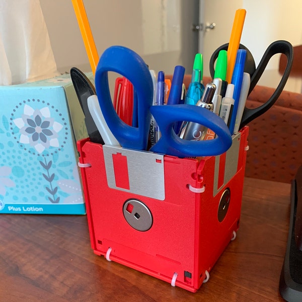Floppy Disk Pen and Pencil Holder RED - Etsy