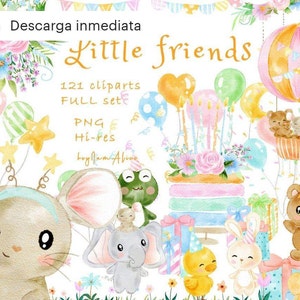 Pink Jungle Watercolor Animal Clipart Jungle Nursery Jungle | Etsy