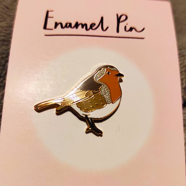 Robin Enamel Pin - Gold Robin Pin - Robin Lapel Pin - British Nature ...