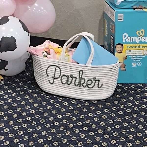 Custom Baby Name Diaper Caddy Personalized Baby Basket Personalized ...