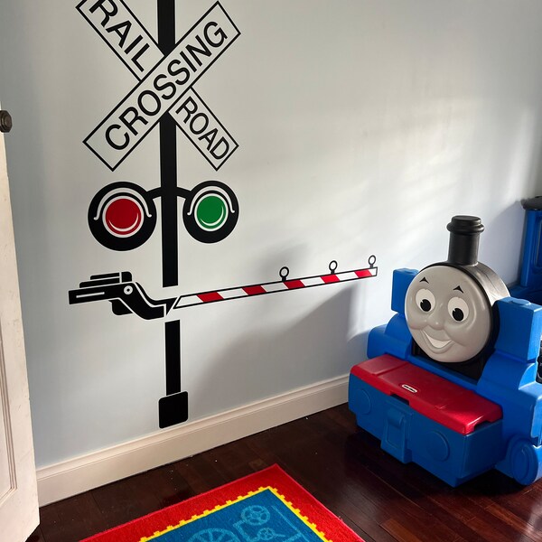 Railroad Train Crossing Lights Wall Decal - Children Kids Nursery Wall ...